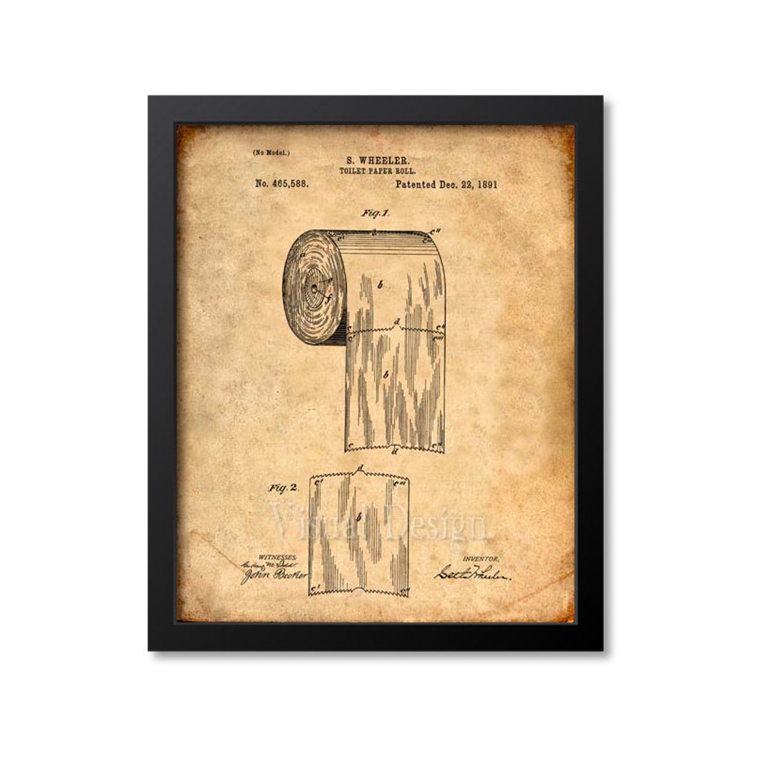 Toilet Paper Patent Print Patent Art Print Patent Poster Bathroom Art ...