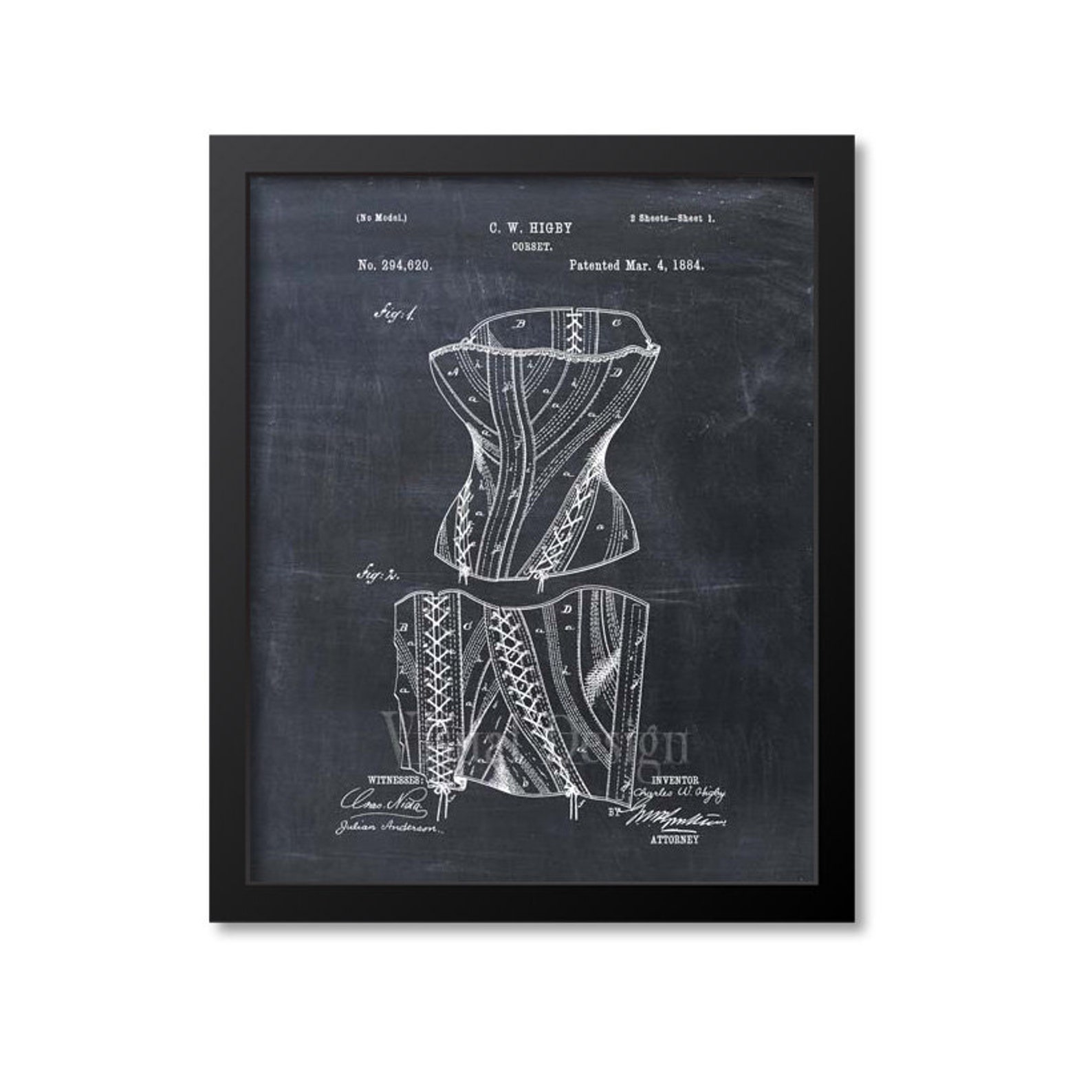 Corset Patent Print From 1884 - Patent Art Print - Patent Poster - Etsy