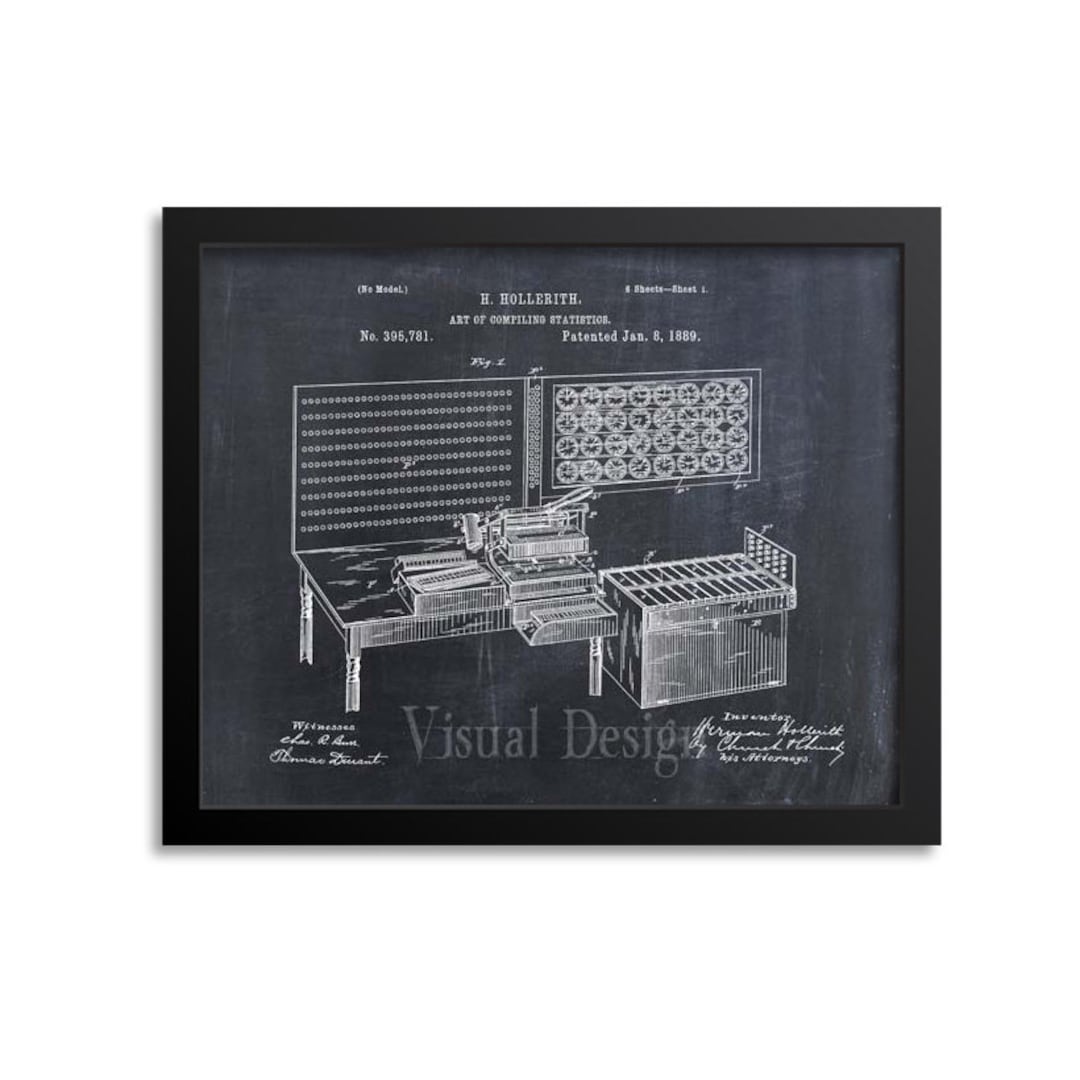 Punched Card Tabulation Patent Print in 1889 Patent Art Print Patent ...