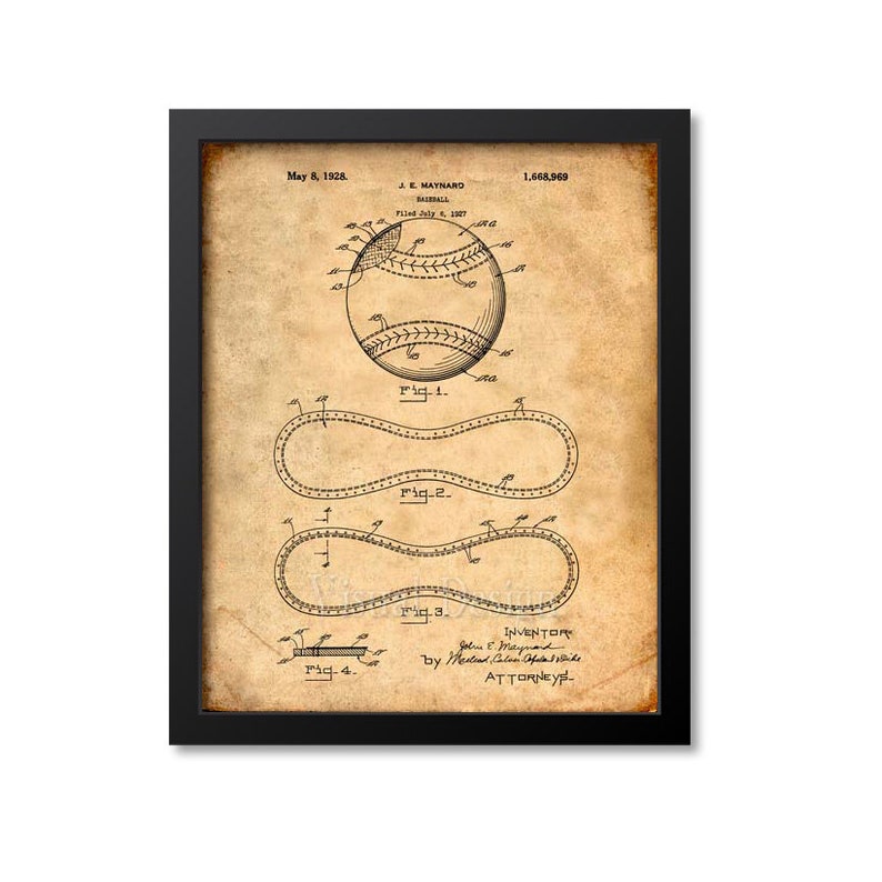 Baseball Patent Print Baseball Art Print - Baseball Coach Gift - Etsy