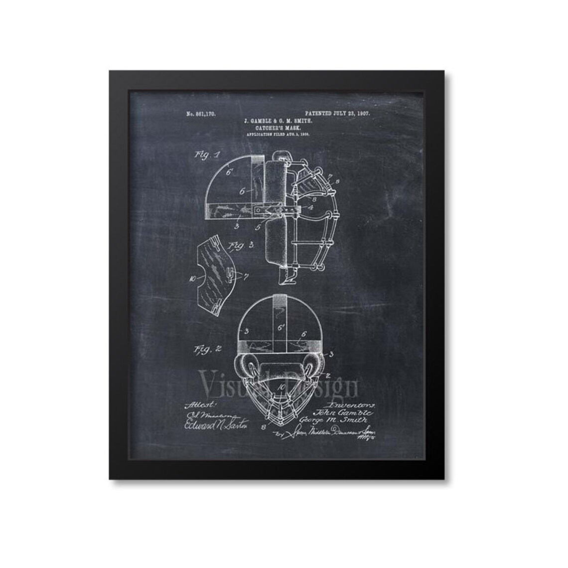 Catcher's Mask Patent Art Print Baseball Coach Gift 1907 - Etsy