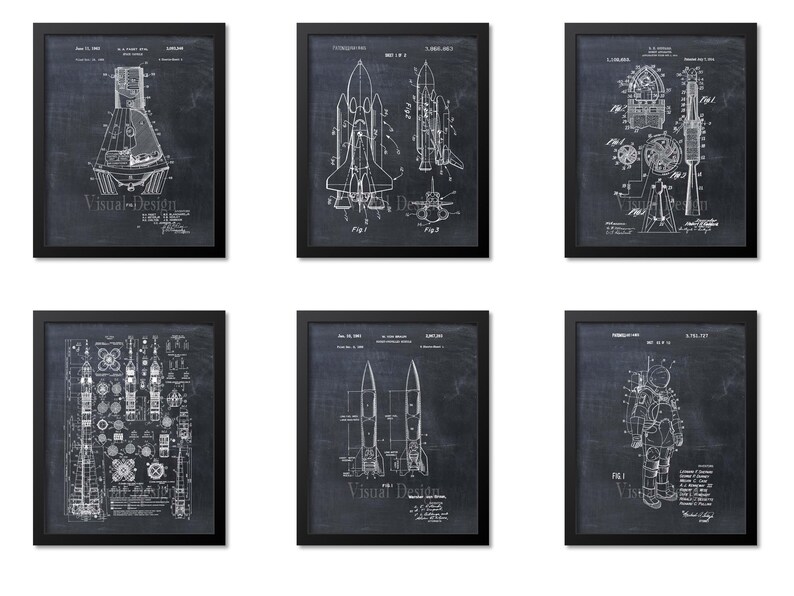 Rocket Blueprint Set of 6 Space Patent Posters NASA Art - Etsy