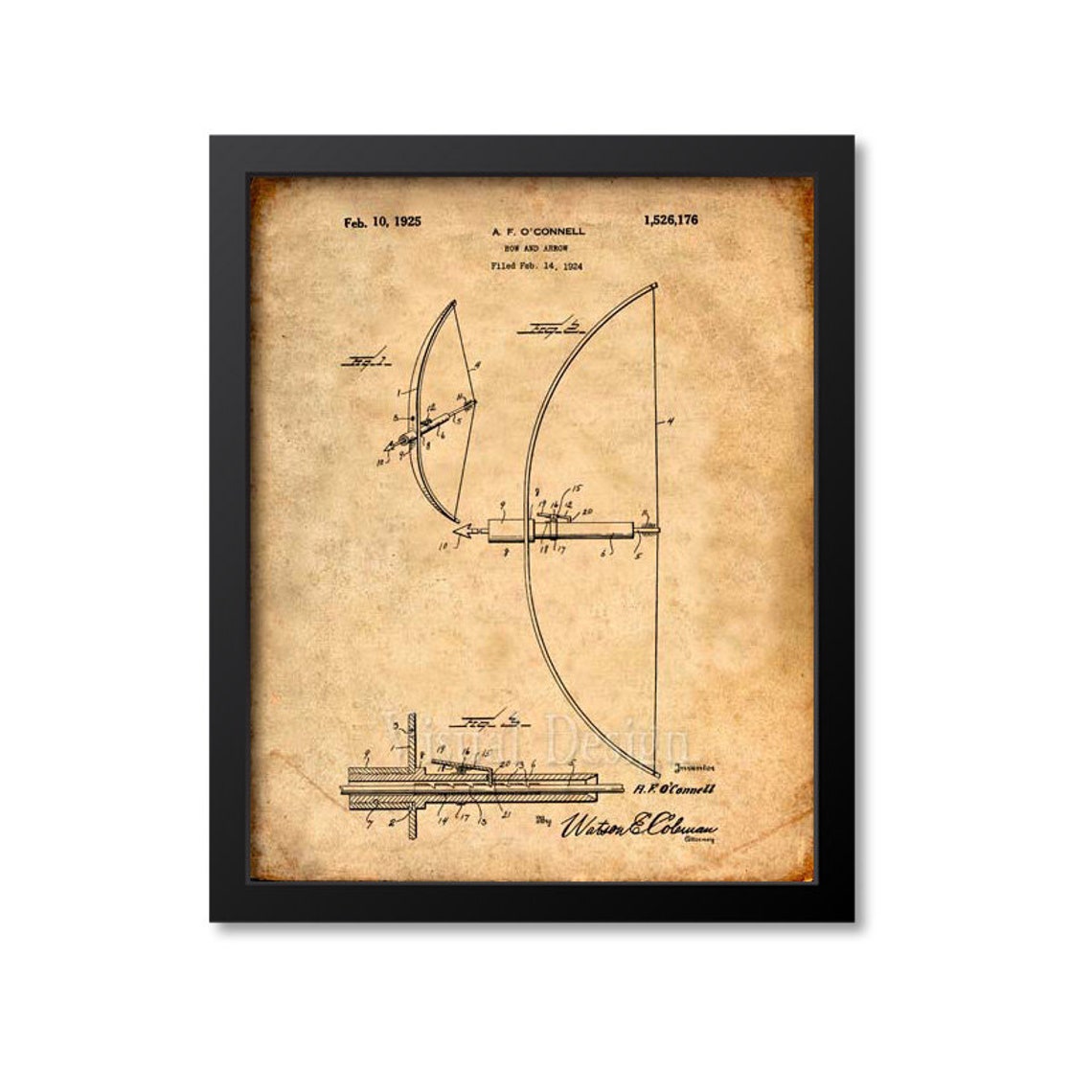Bow and Arrow Patent Print Art Archery | Etsy