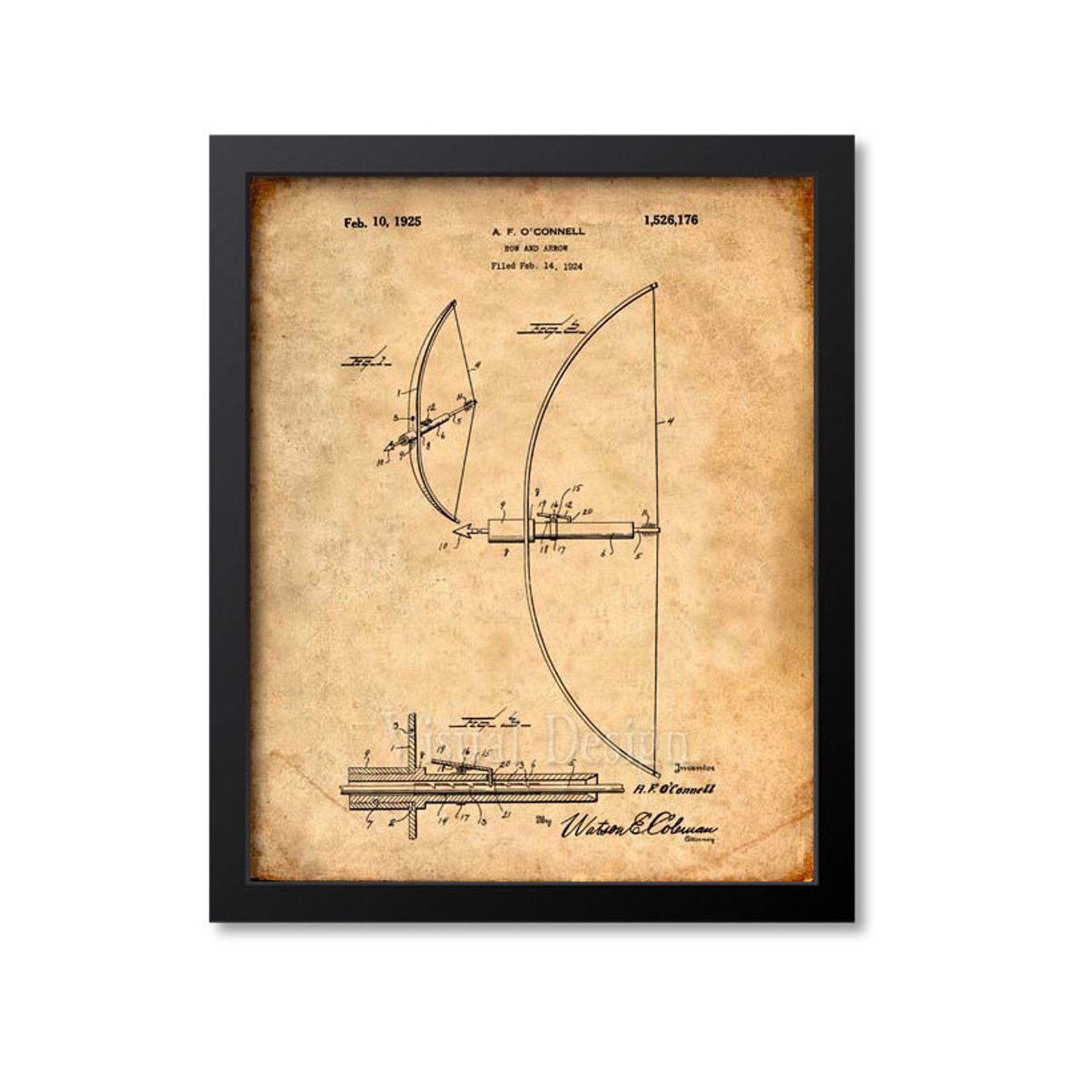 Bow and Arrow Patent Print Art Archery | Etsy