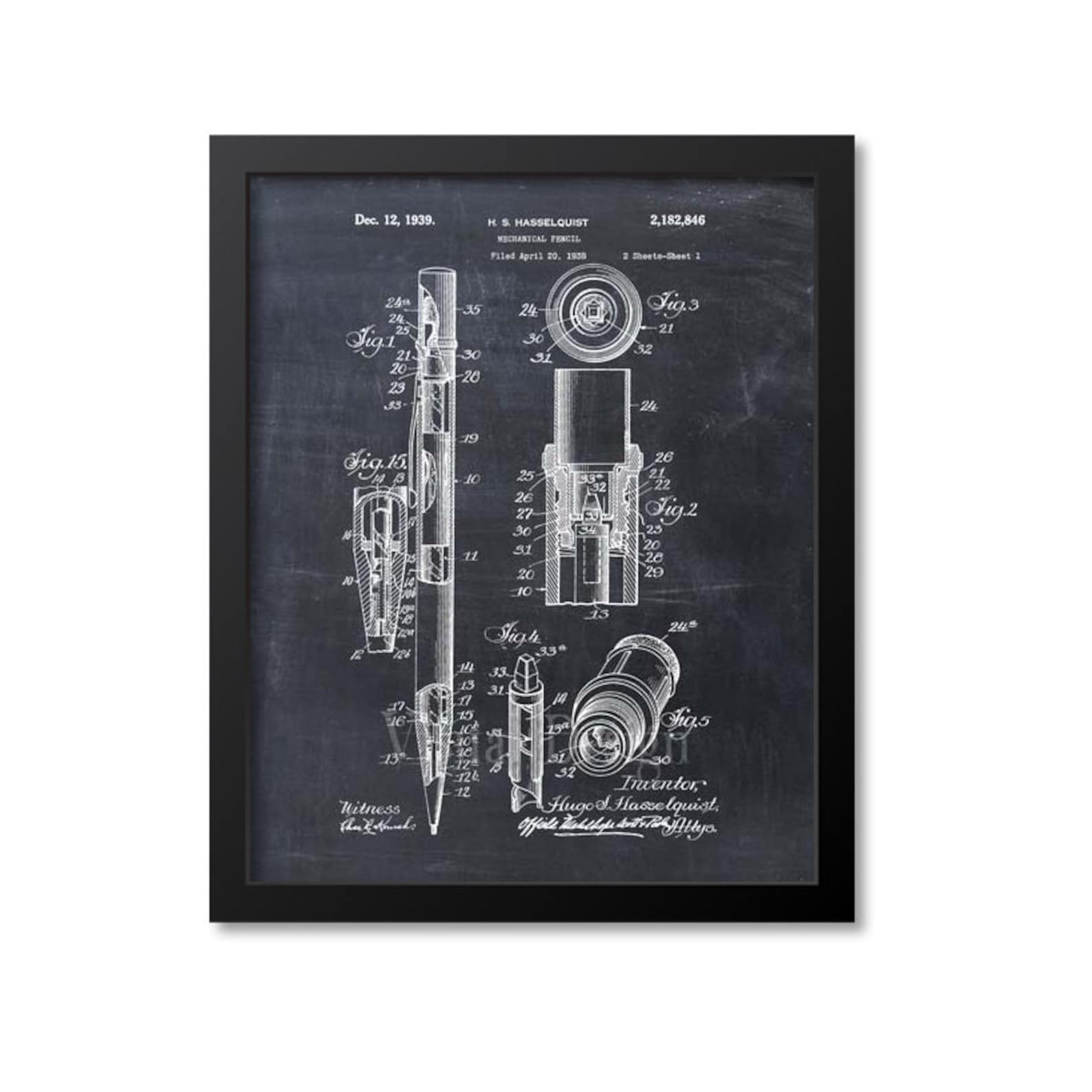 Mechanical Pencil Patent Print Engineer Gift Architect Gift - Etsy