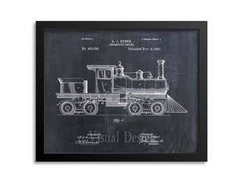 Locomotive Train Engine Patent Print - Train Patent Poster - Train Gift ...
