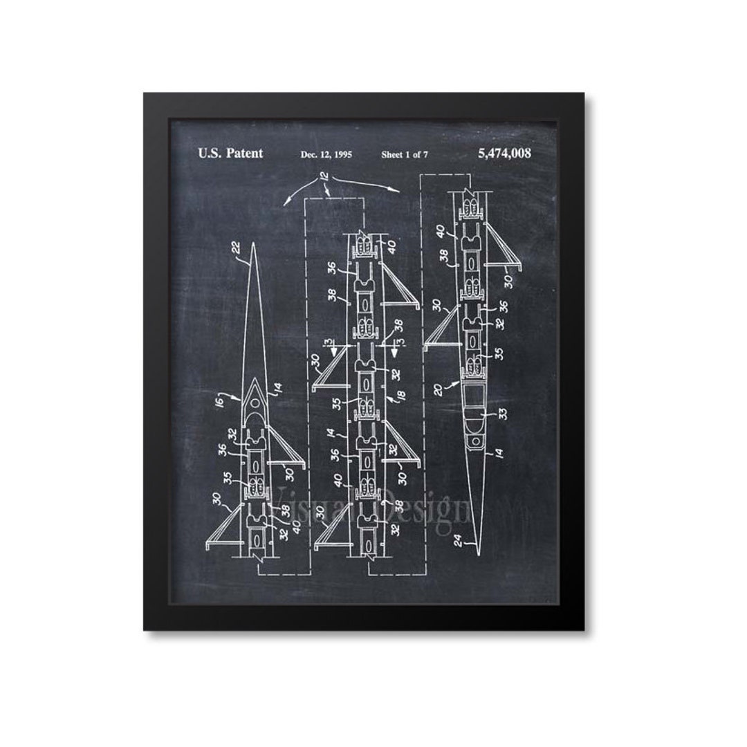 8 Man Rowing Shell Scull Patent Print - Patent Art Print - Patent ...
