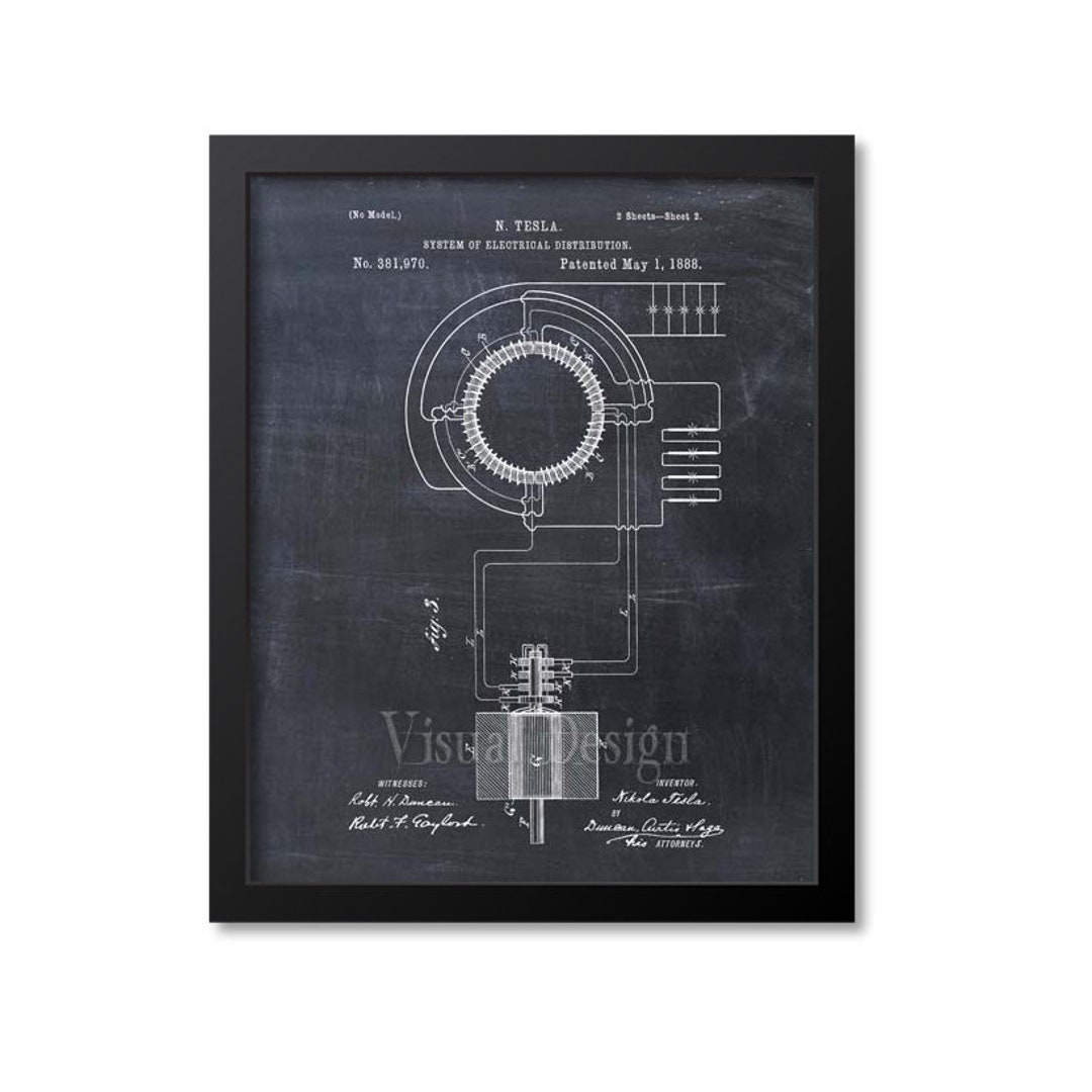 Tesla Transformer Patent Print Wall Art, Tesla Wall Art Print ...