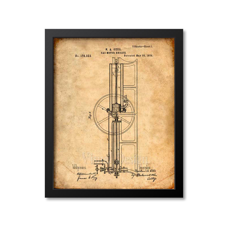 Internal Combustion Engine Patent Print Art 1876 | Etsy