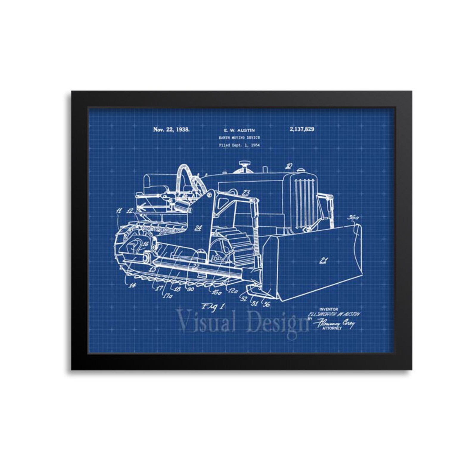 Bulldozer Patent Print Art, Construction Wall Art, Heavy Equipment ...