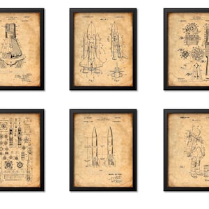 Rocket Blueprint, Set of 6, Space Patent Posters, NASA Art Gift, NASA ...