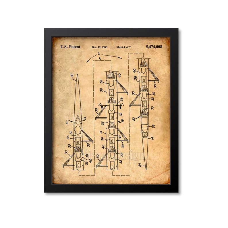 8 Man Rowing Shell Scull Patent Print Patent Art Print - Etsy
