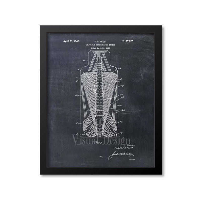 Spine Anatomical Skeleton Patent Print Spine Skeleton Art | Etsy