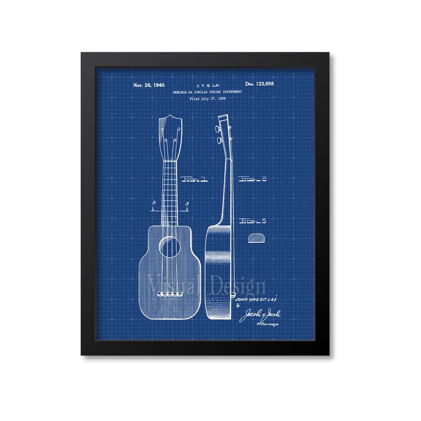 Ukulele Patent Print Wall Art | Etsy