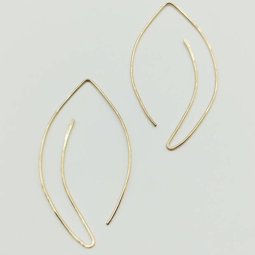 Pull Through Earrings Hoop Earrings Threader Earrings Leaf - Etsy