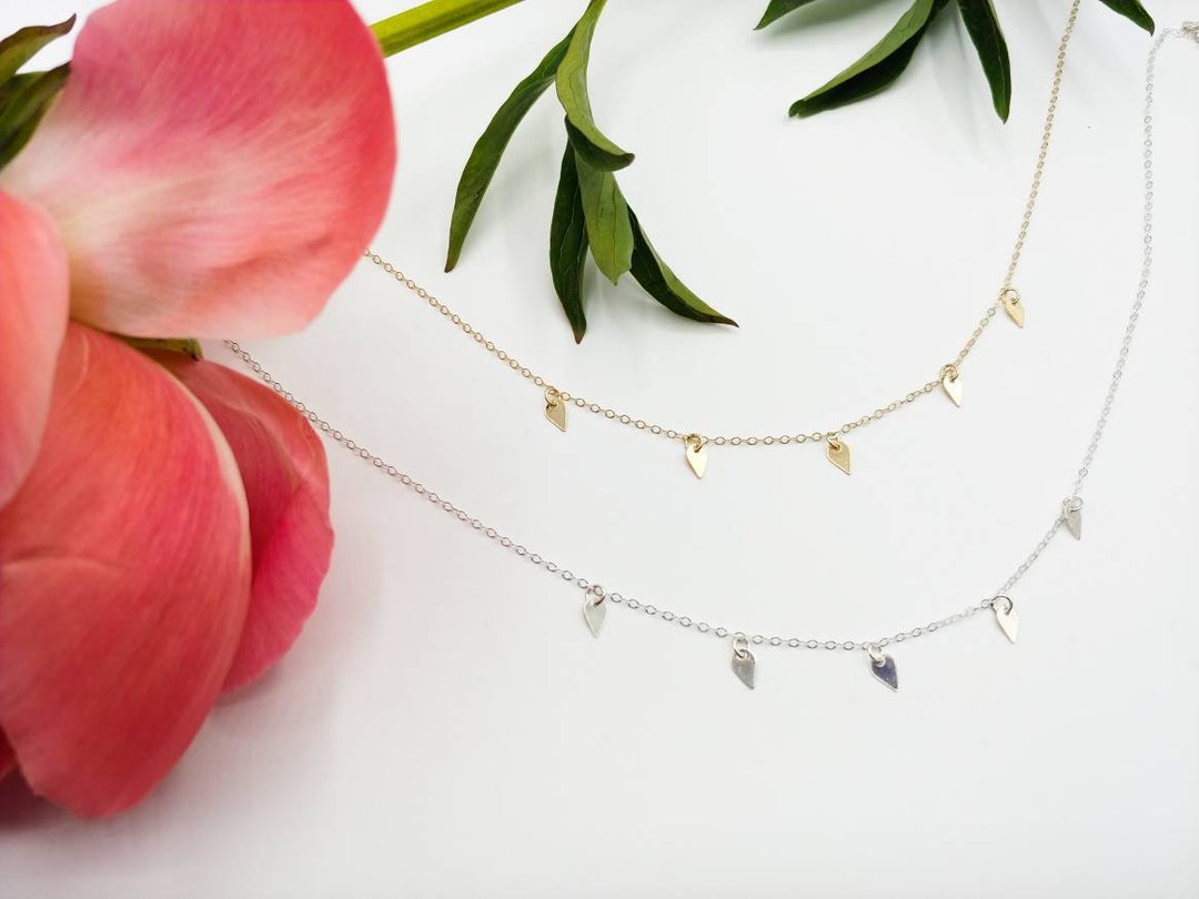 Delicate Petal Necklace, Delicate Necklace, Tiny Necklace, Simple ...