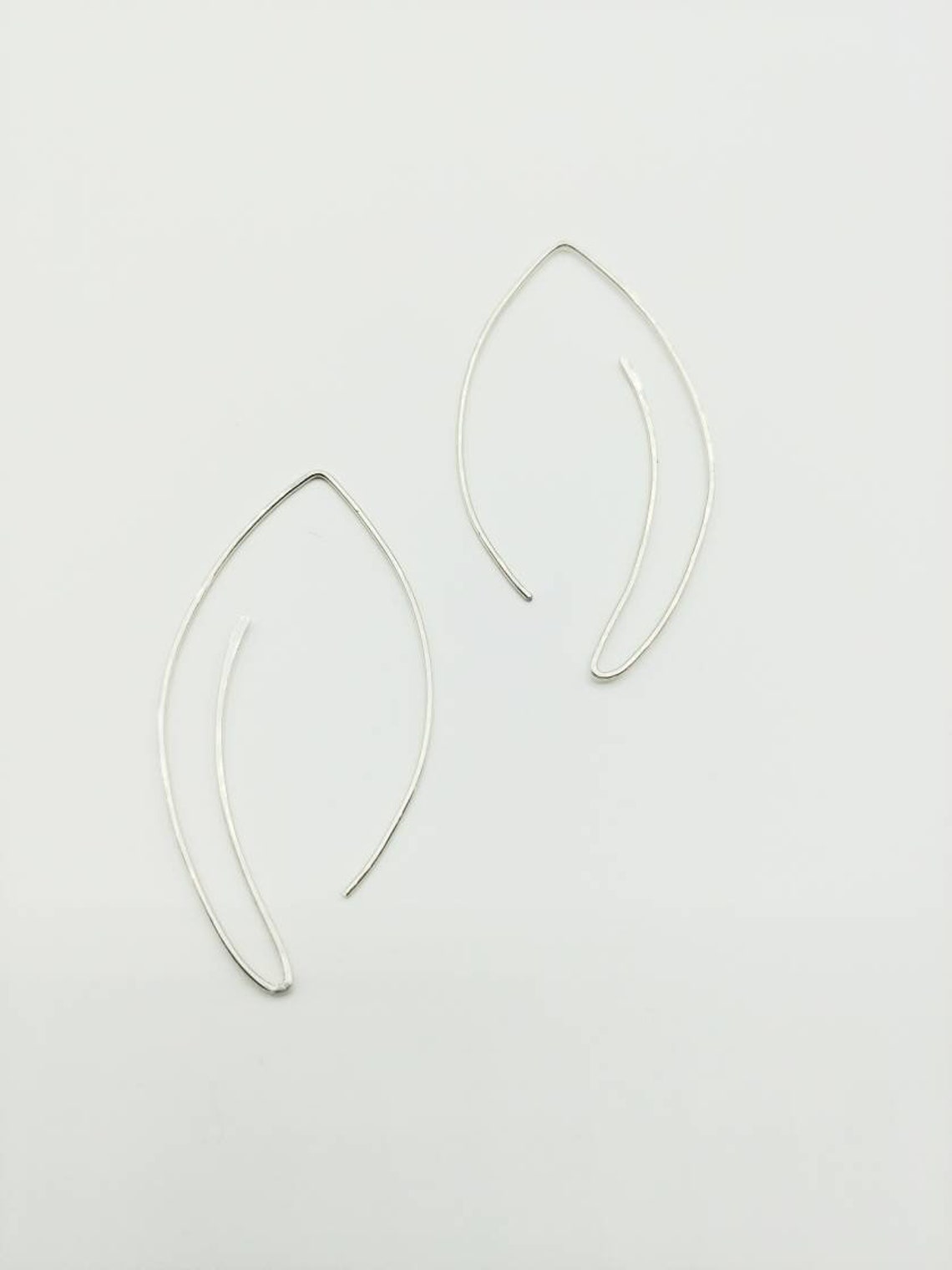 Pull through earrings Hoop Earrings Threader Earrings Leaf | Etsy