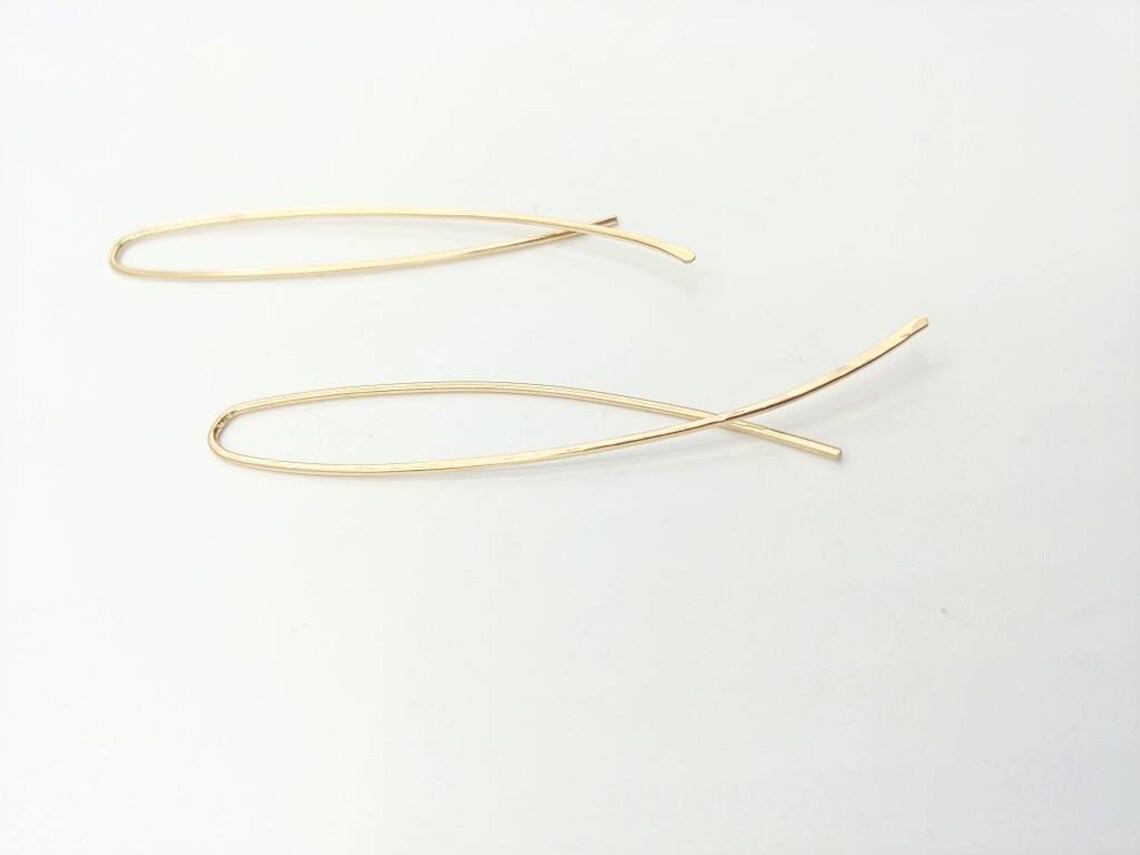 Pull Through Earrings Gold Threader Earrings Sterling Silver | Etsy