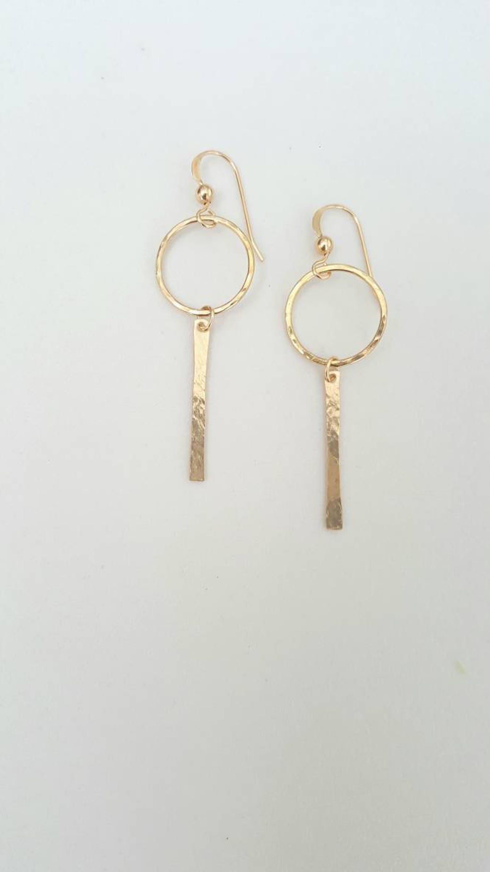 Gold Hoop Earrings Gold Hoop Dangle Earrings Gold Bar - Etsy
