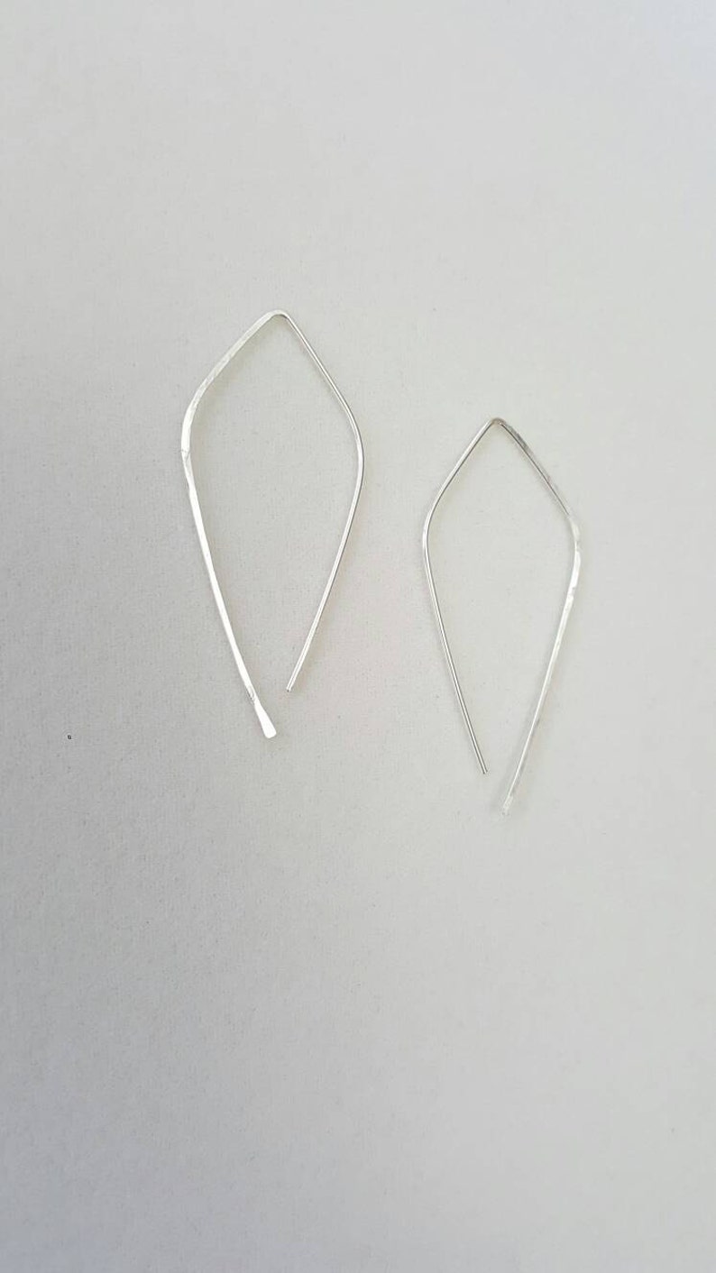 Silver Pull Through Earrings Threader Earrings Geometric - Etsy