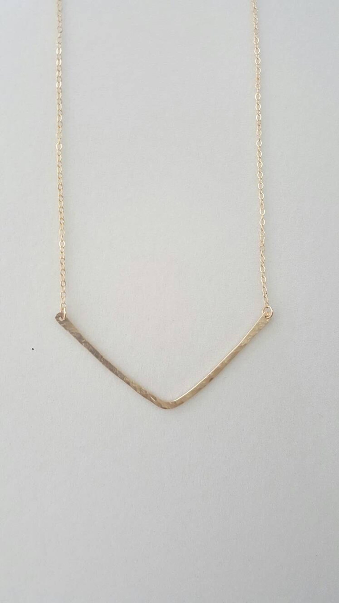 Gold V Necklace Hammered V Necklace Chevron Necklace Simple - Etsy