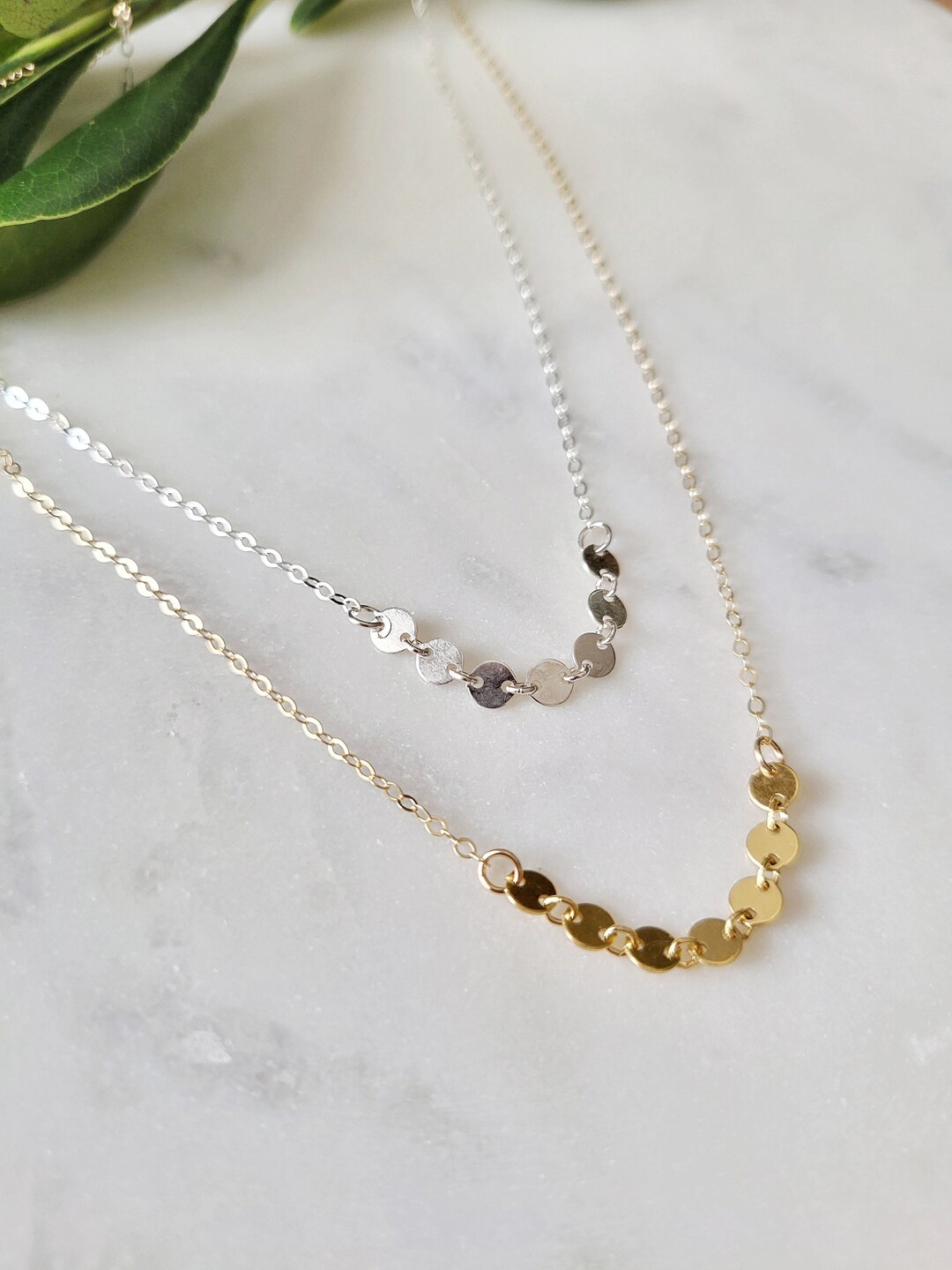 Dainty Disk Chain Necklace. Gold Filled or Sterling Silver. Seven Moons ...