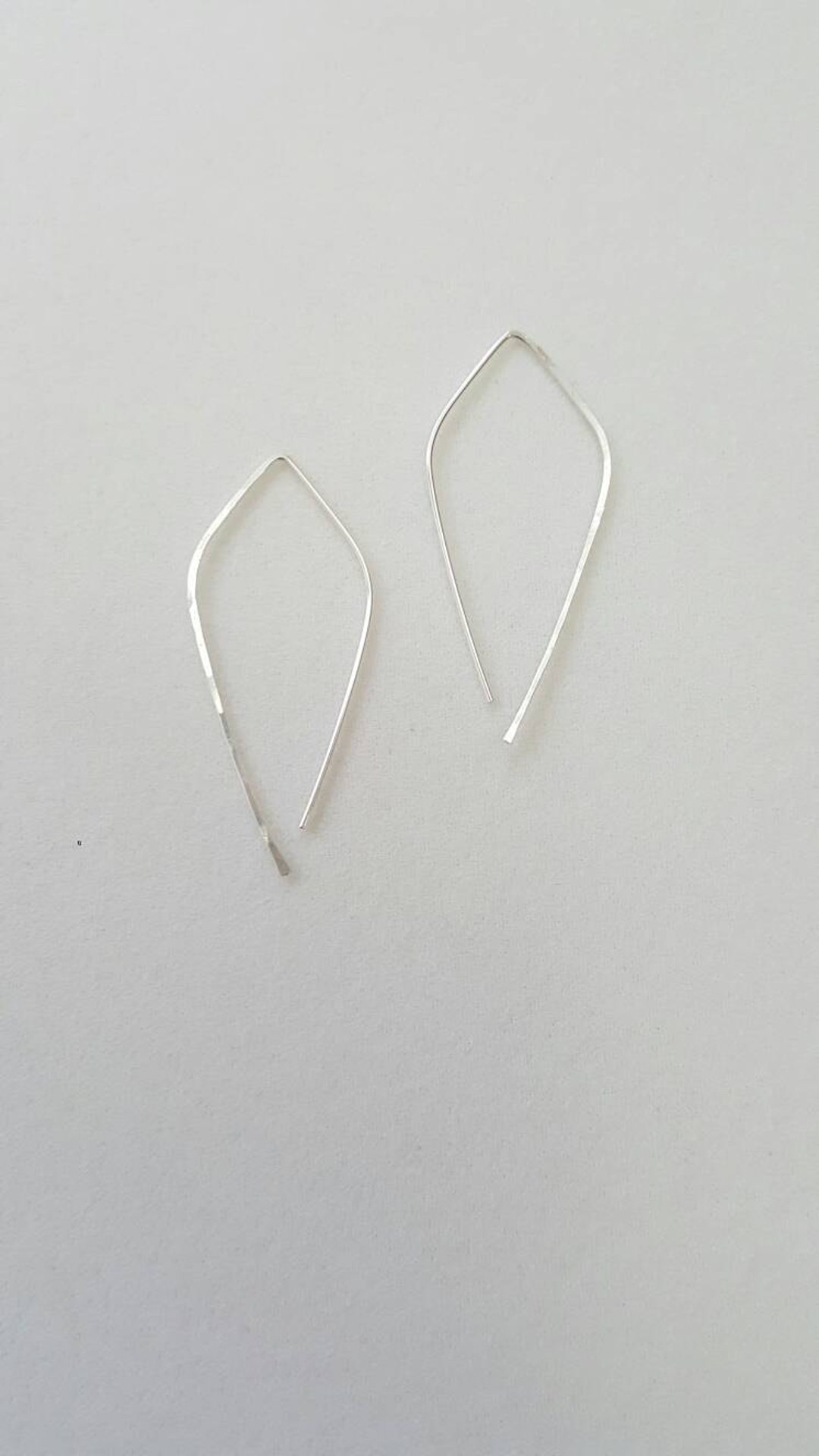 Silver Pull Through Earrings, Threader Earrings, Geometric Earrings ...