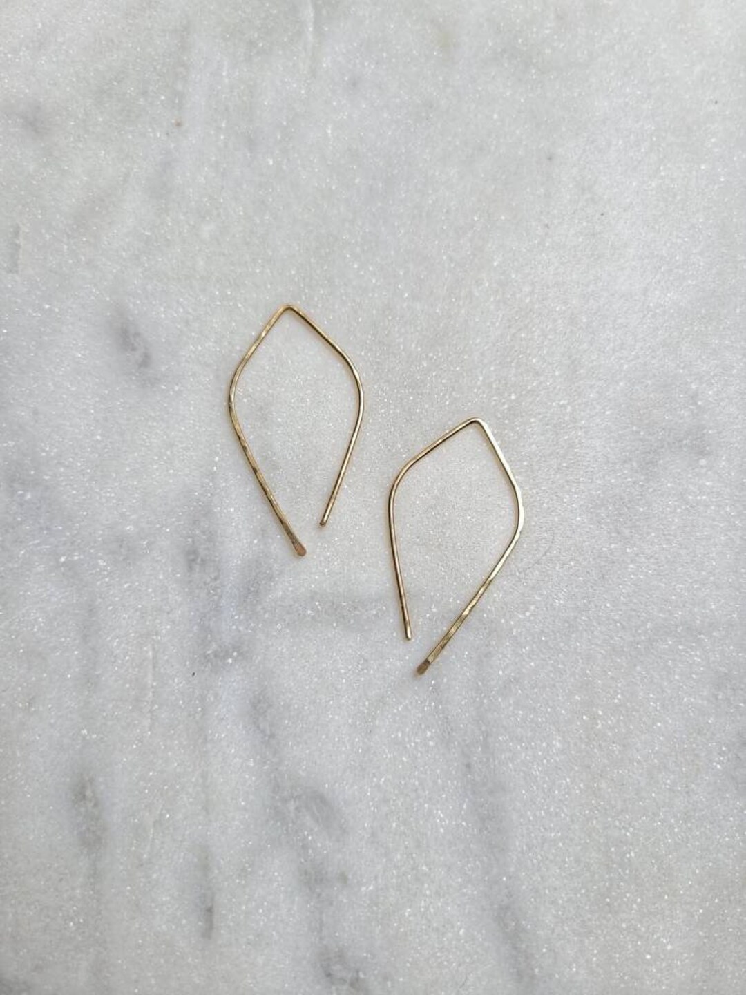 Gold Pull Through Earrings, Small Earrings, Geometric Earrings, Hoop ...