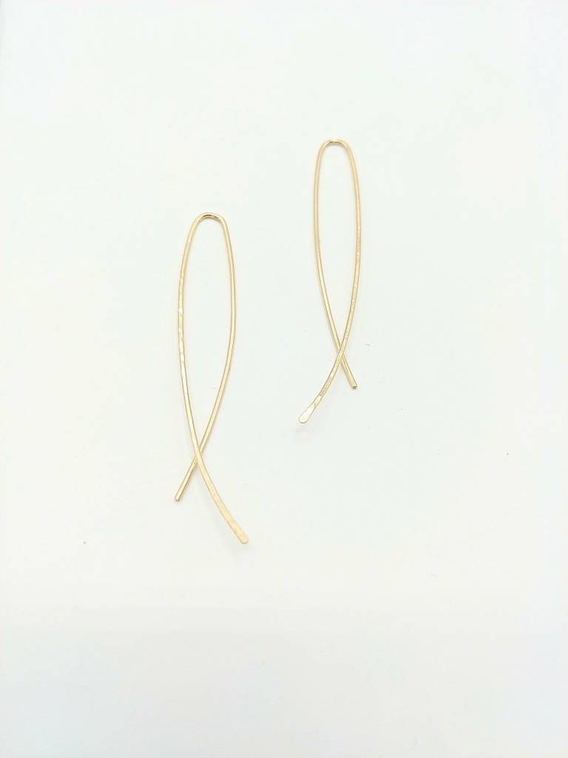 Pull Through Earrings Gold Threader Earrings Sterling Silver | Etsy