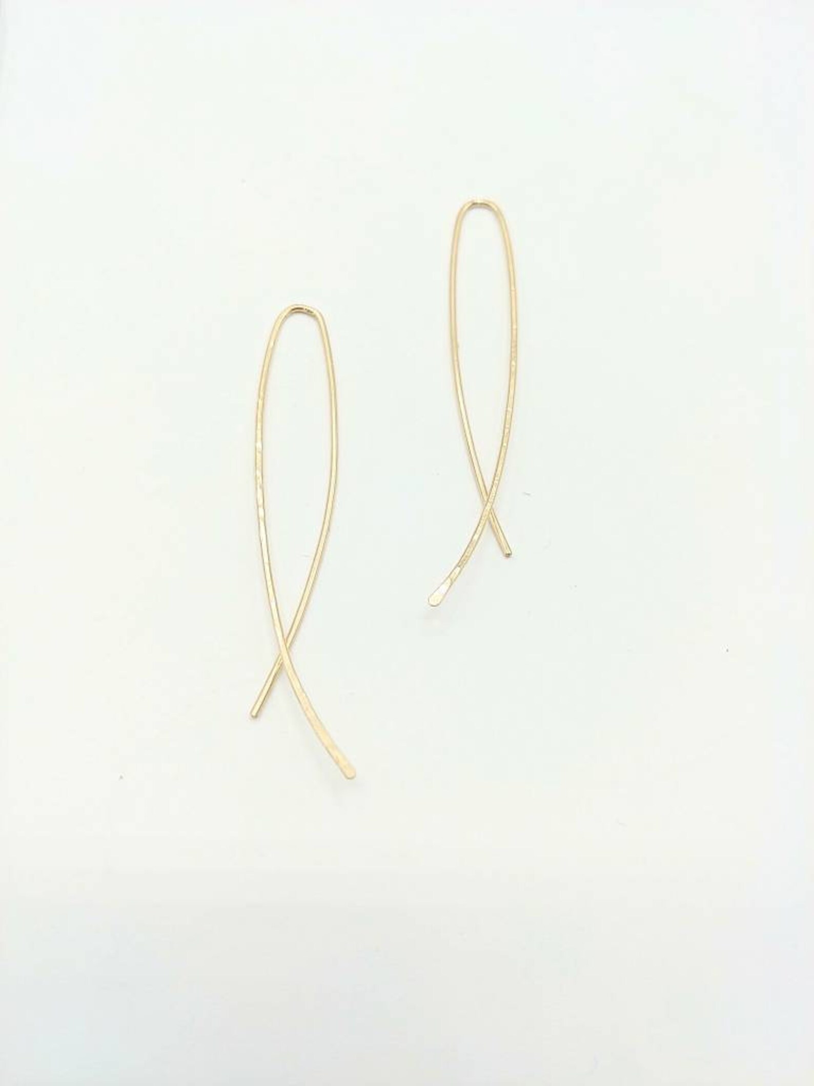 Pull Through Earrings Gold Threader Earrings Sterling Silver | Etsy