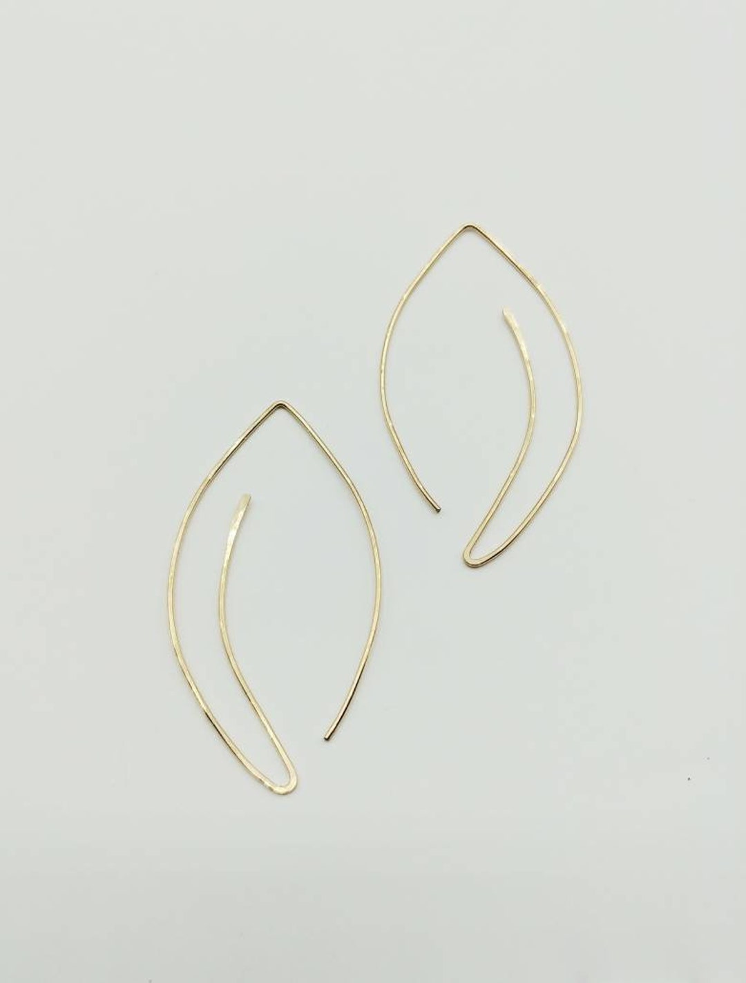 Pull Through Earrings, Hoop Earrings, Threader Earrings, Leaf Earrings ...
