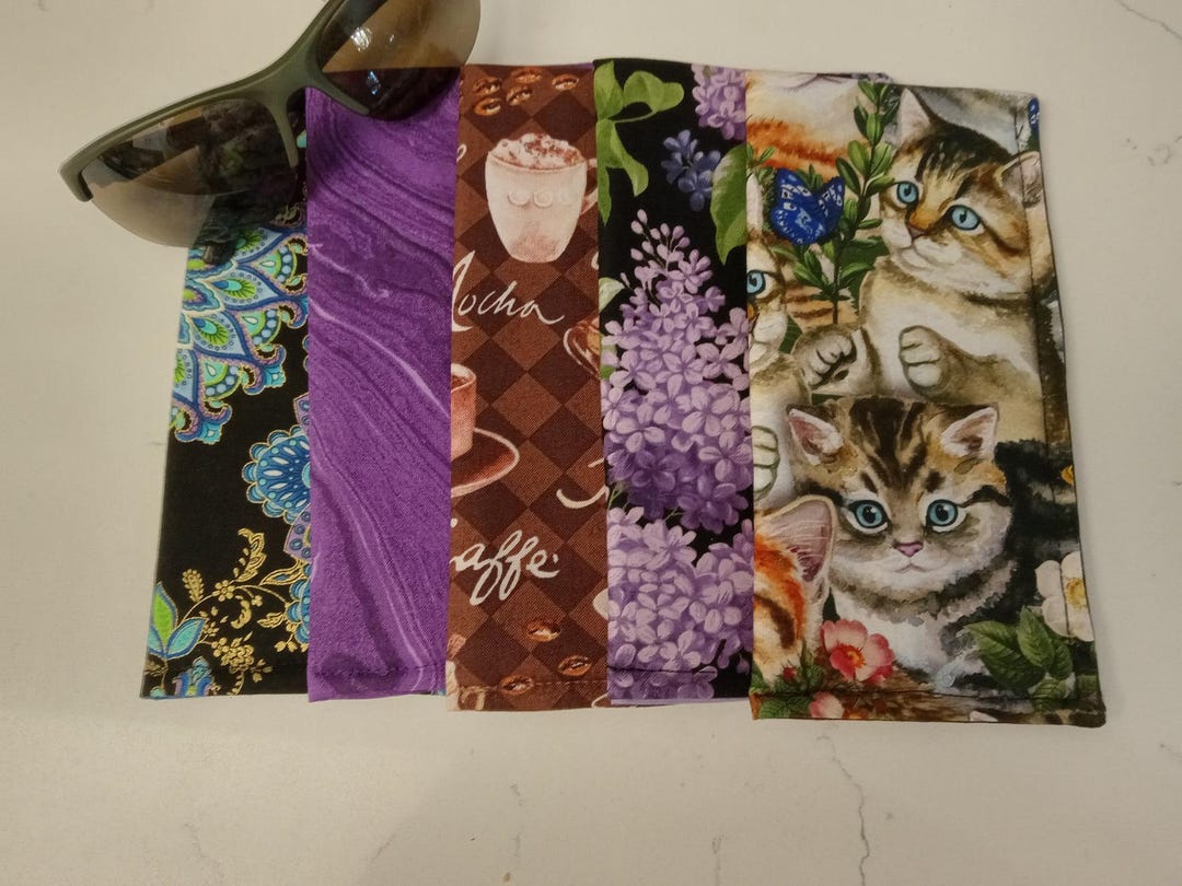 Sunglasses / Eyeglass Soft Fabric Case - coffee Print - Padded and ...