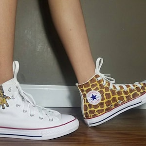 Giraffe Design With Print High Top Converse Hand Painted Custom Shoes ...