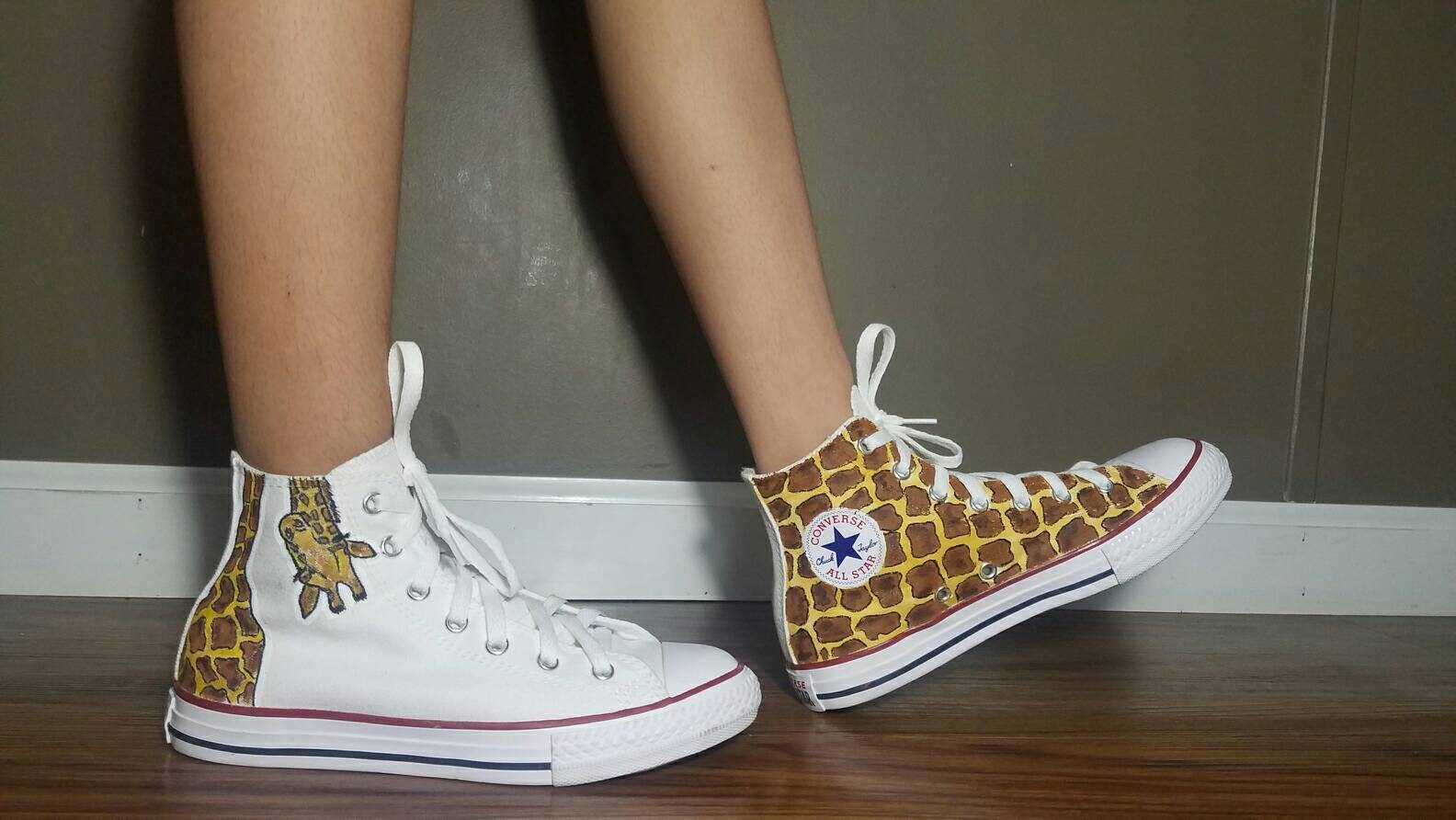 Giraffe Design With Print High Top Converse Hand Painted Custom Shoes ...
