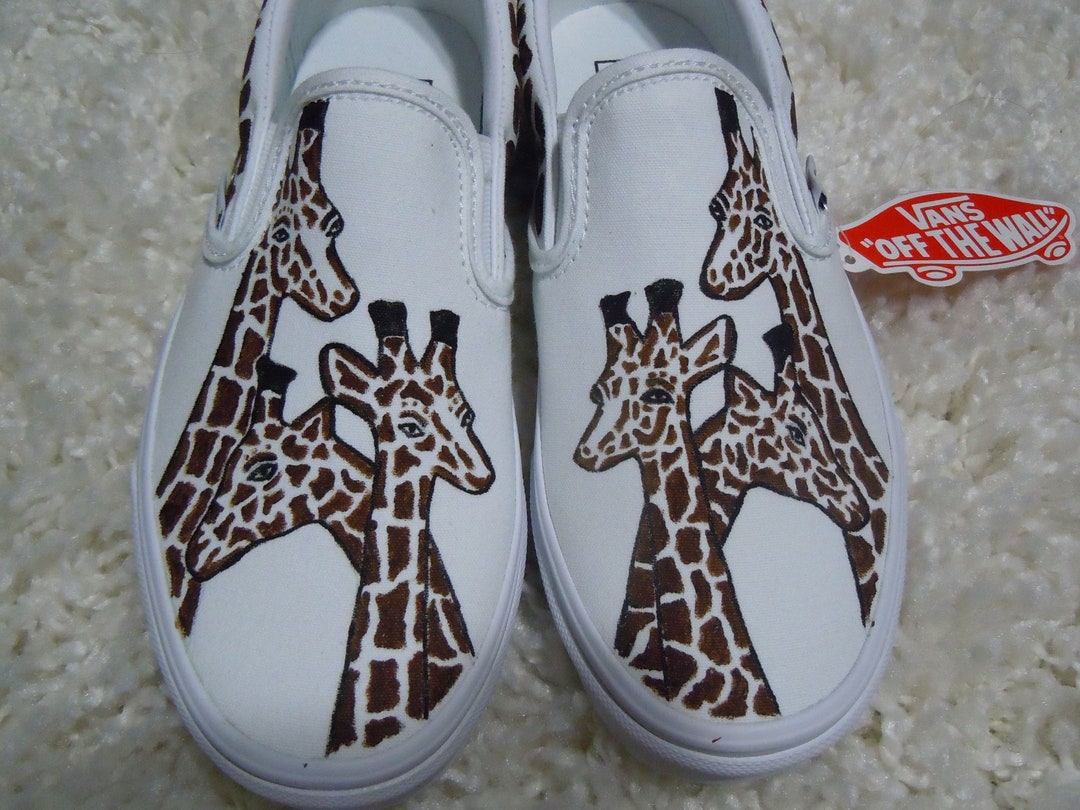 Hand-painted Giraffe Slip-on Vans, Custom Animal Print Shoes - Etsy