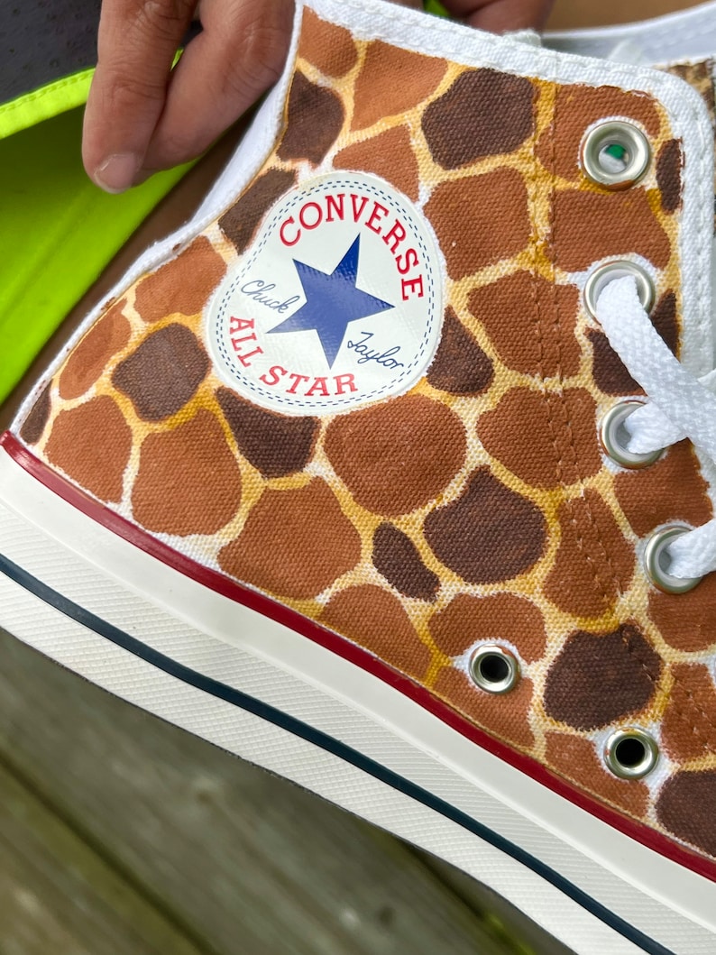 Giraffe Design With Print High Top Converse Hand Painted - Etsy