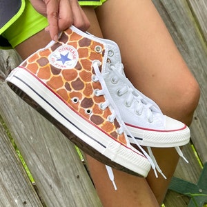 Giraffe Design With Print High Top Converse Hand Painted Custom Shoes ...