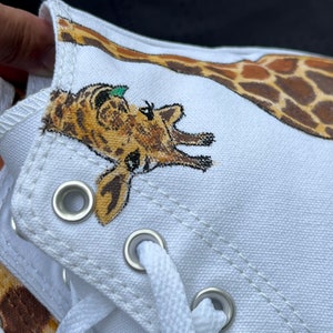 Giraffe Design With Print High Top Converse Hand Painted Custom Shoes ...