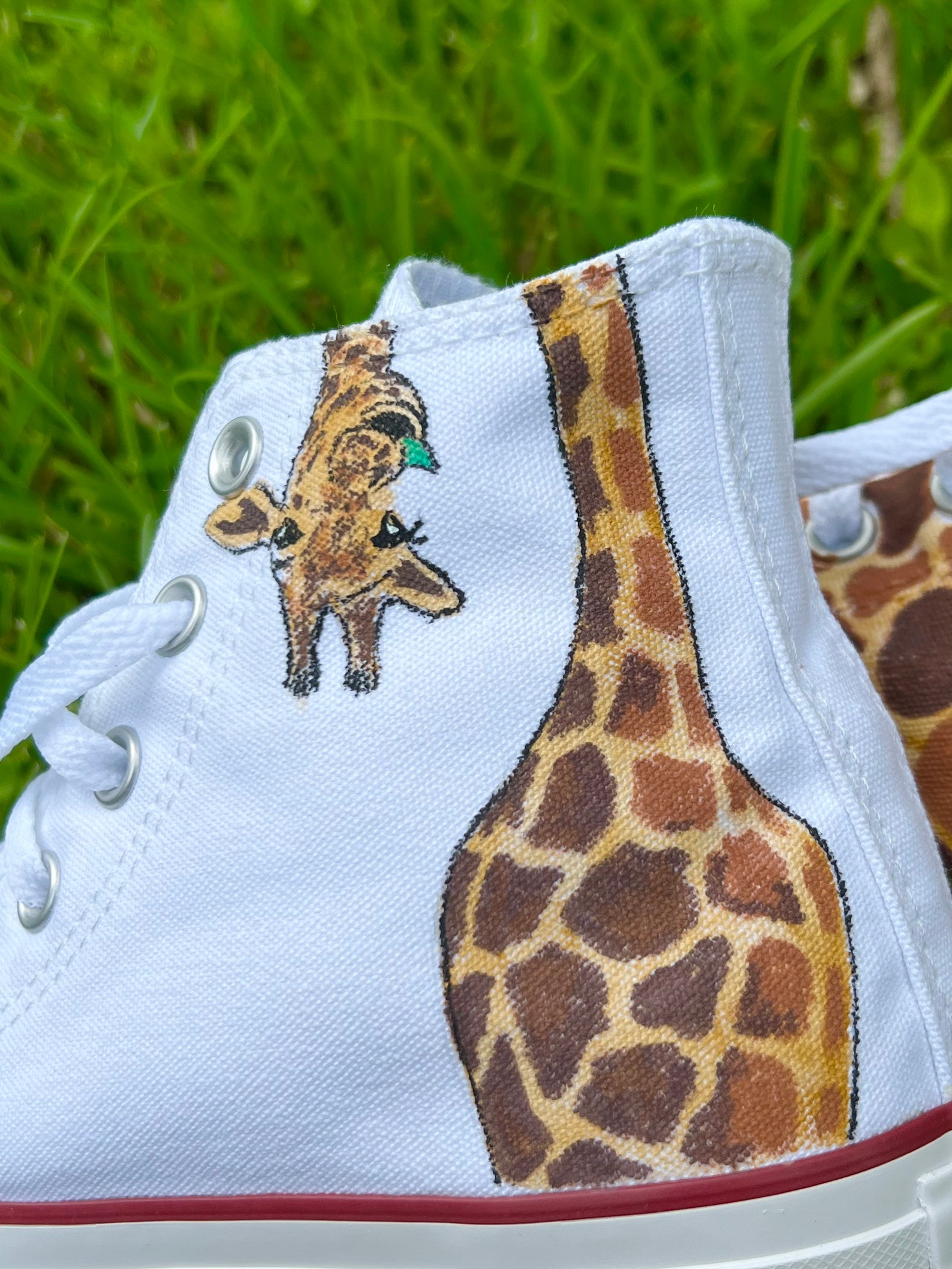 Giraffe Design With Print High Top Converse Hand Painted Custom Shoes ...