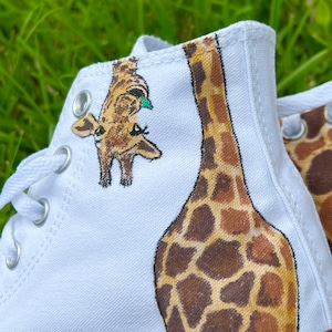 Giraffe Design With Print High Top Converse Hand Painted Custom Shoes ...