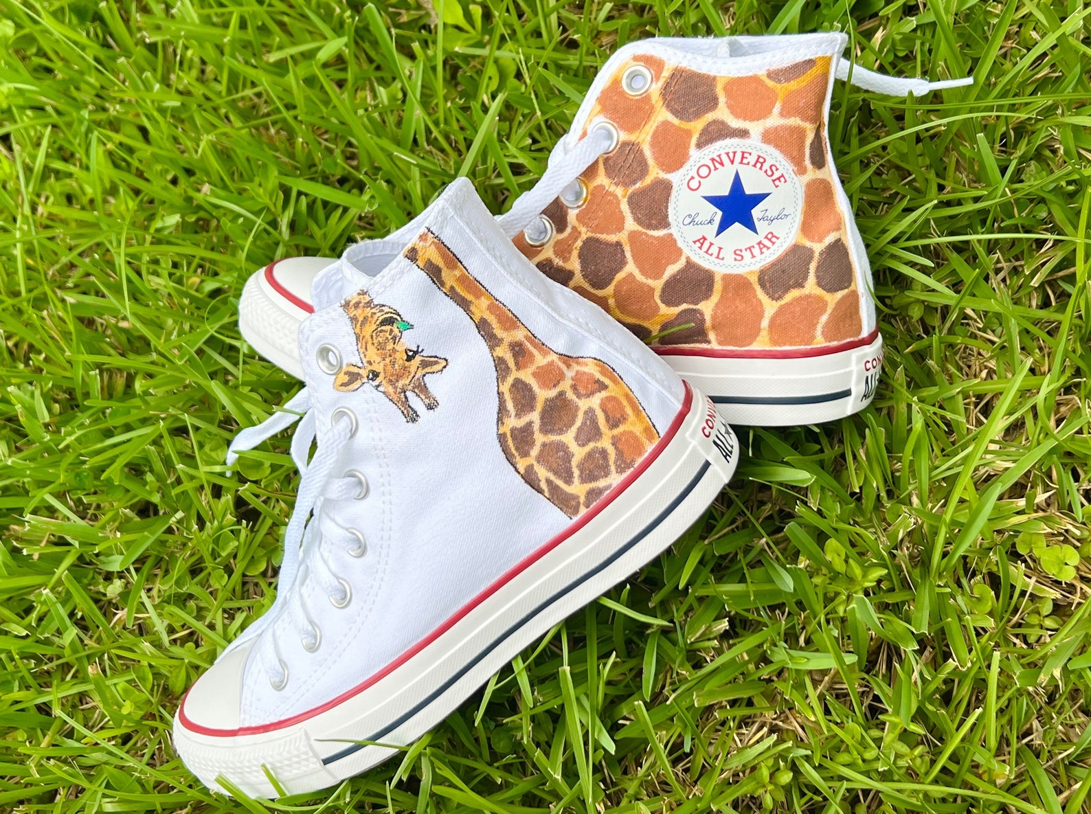 Giraffe Design With Print High Top Converse Hand Painted Custom Shoes ...