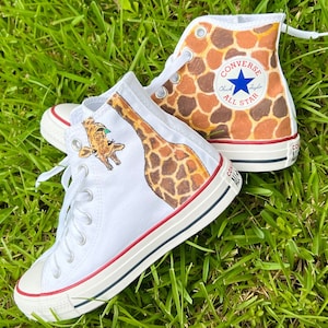 Giraffe Design With Print High Top Converse Hand Painted Custom Shoes ...