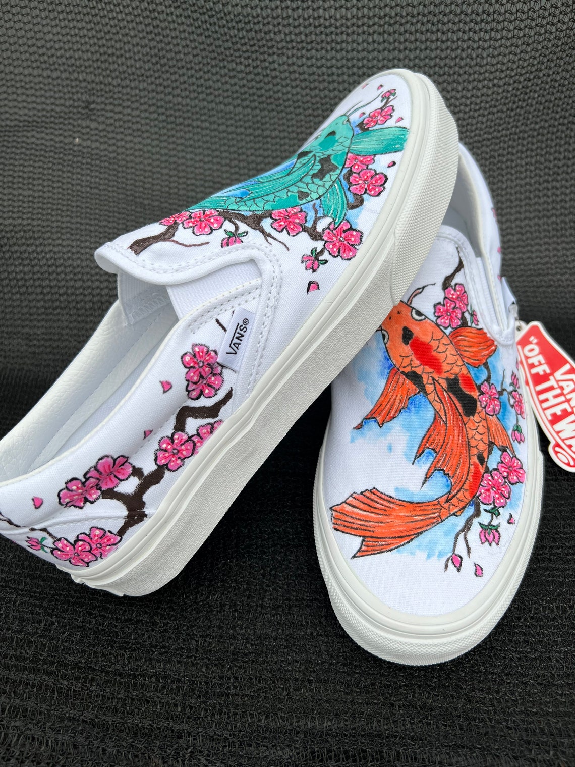 Japanese Koi Fish With Cherry Blossoms Flower Vans Slip on - Etsy