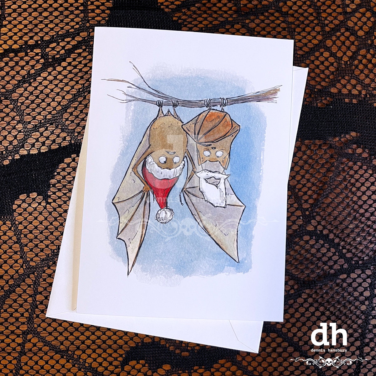 Bat Greeting Cards (single OR 4 Pack) Christmas Card Pack – Cute Bat ...
