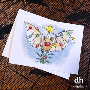 Bat Greeting Cards Single OR 4 Pack Christmas Card Pack Cute Bat ...