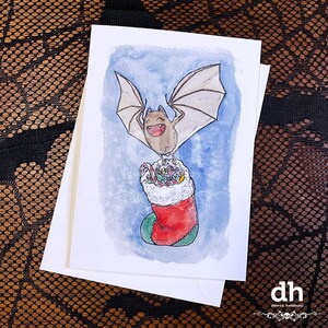 Bat Greeting Cards Single OR 4 Pack Christmas Card Pack Cute Bat ...