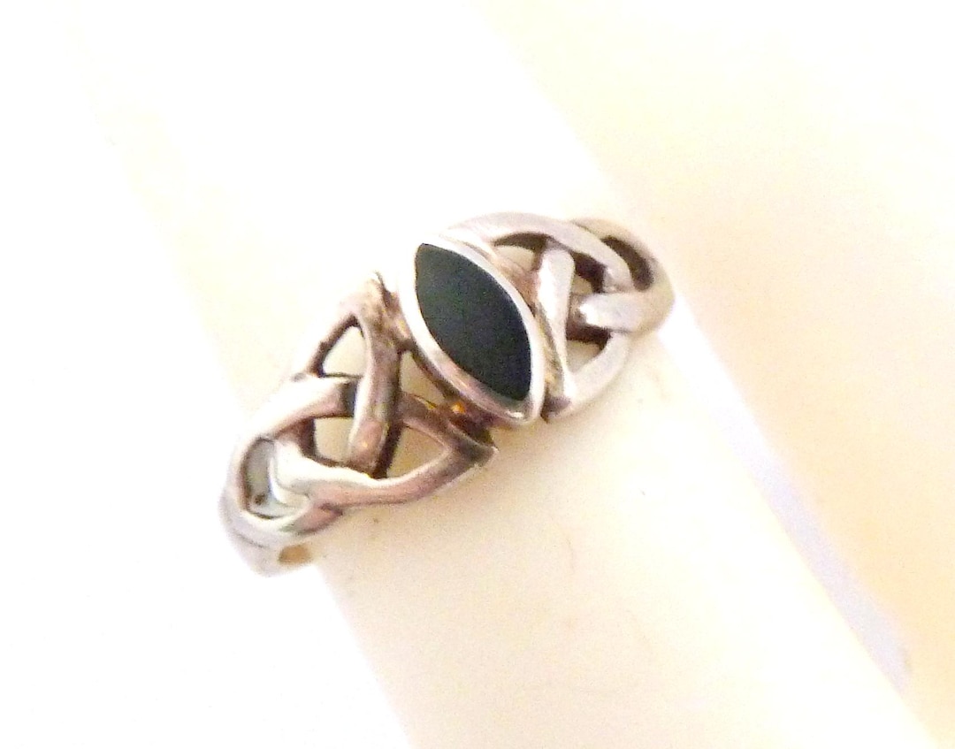 Vintage Kit Heath Sterling Silver and Onyx Gemstone Set Celtic Knot ...