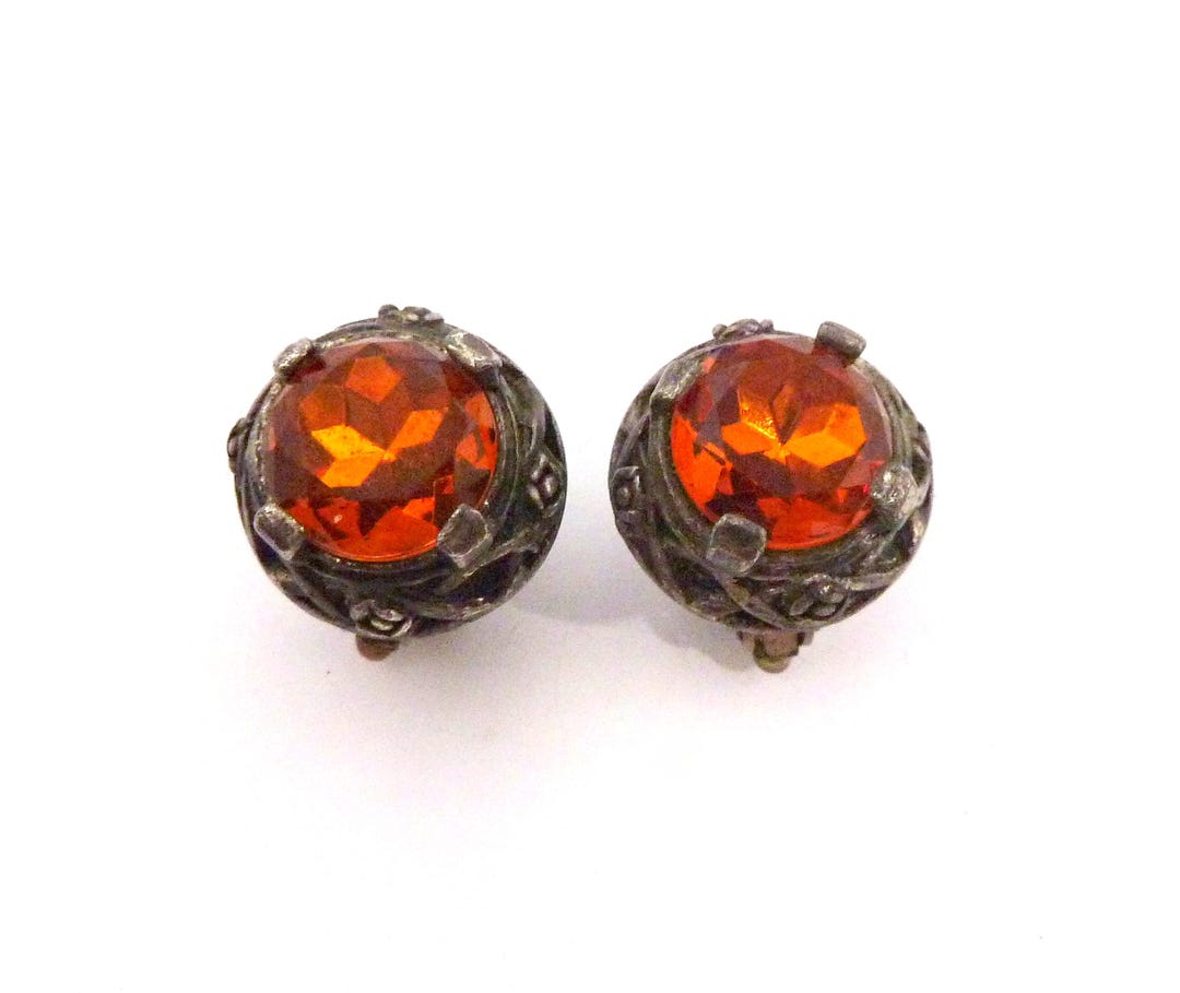 Vintage Miracle Medieval Style Tudor Rose and Amber Coloured Glass Clip ...