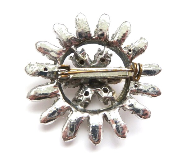 Vintage Large Atomic Flower Design Rhinestone Set Bro… Gem