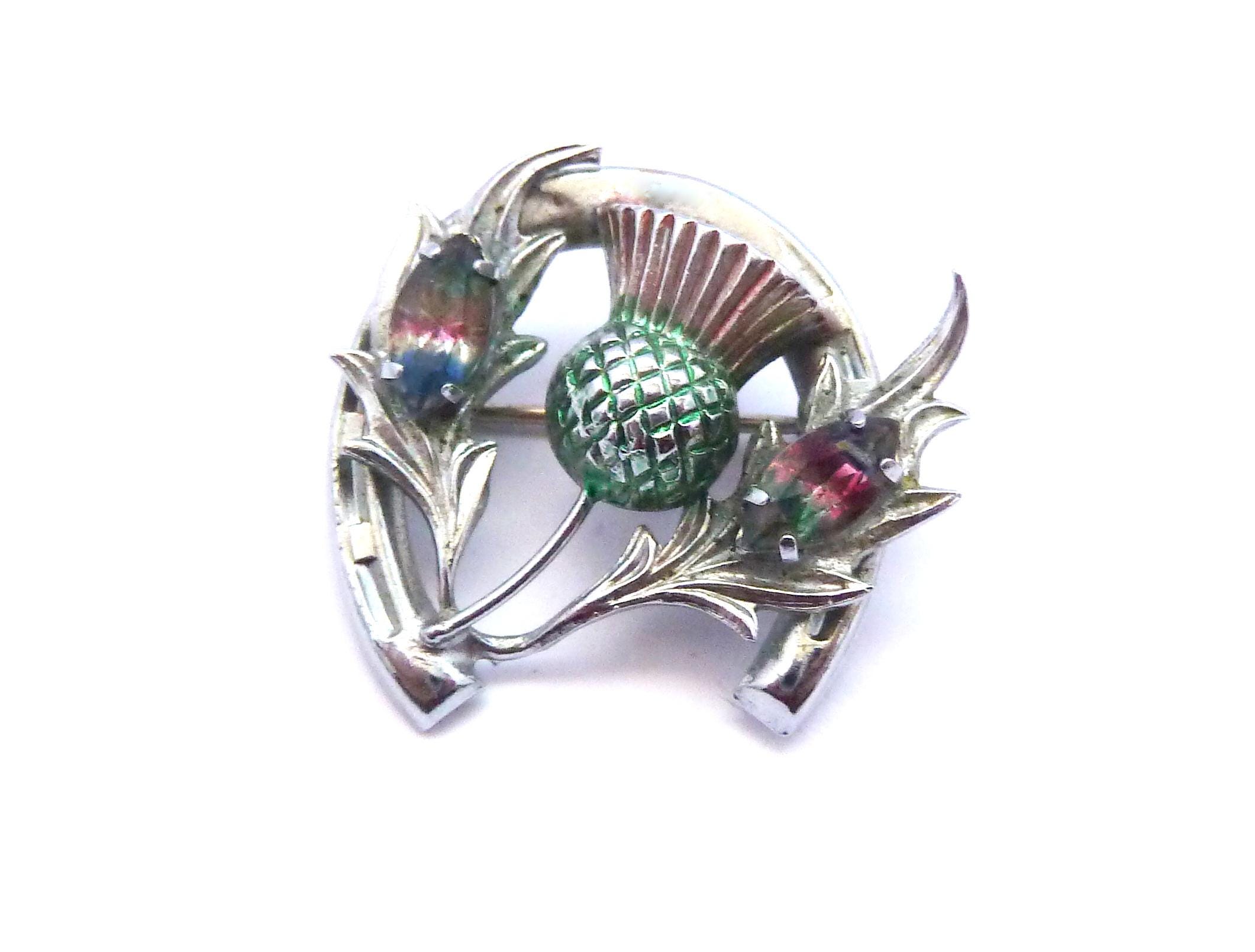 Vintage Small Scottish Style Thistle Flower Horseshoe Design and ...